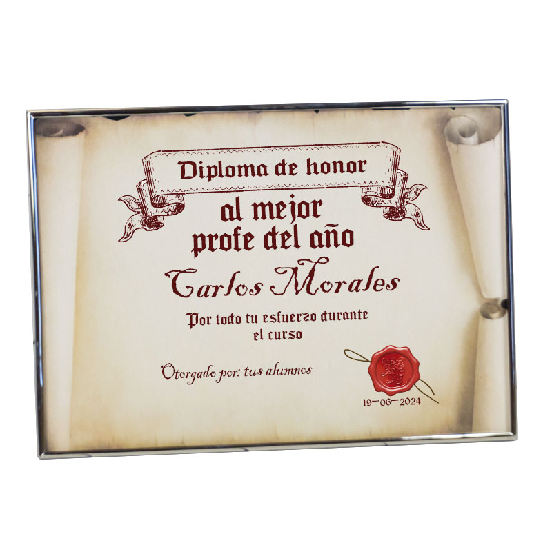 Diplôme en parchemin à la meilleur professeur de l’année ...